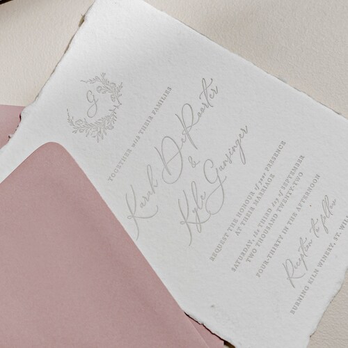 Handmade Paper Wedding Invitation Deckled Edge Paper Torn - Etsy
