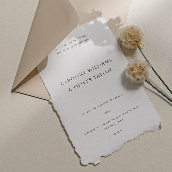 Deckled Edge Wedding Invitation - Etsy