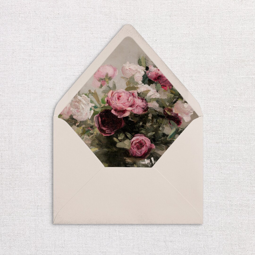 Floral Envelope Liner, Watercolor Floral Envelope Liner, Fine Art ...