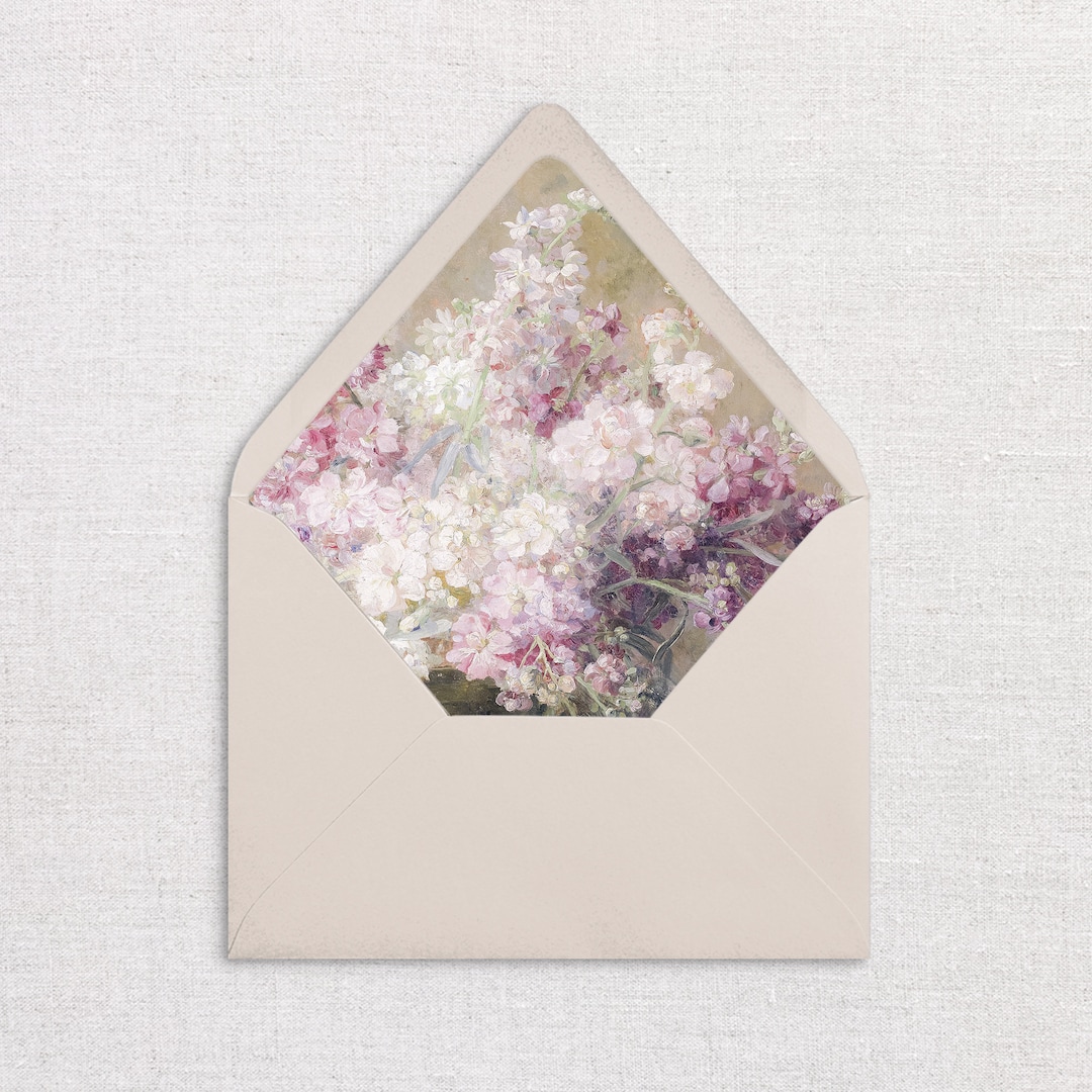 Floral Envelope Liner, Vintage Floral Envelope Liner, Fine Art Envelope ...