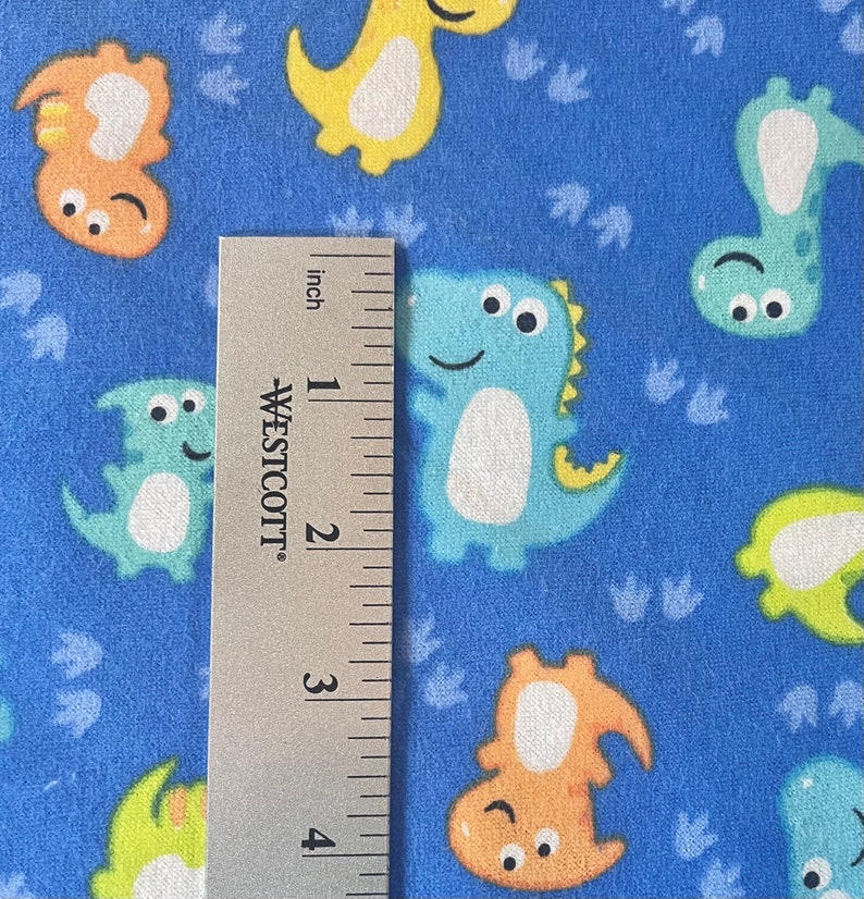 Baby Dinosaurs on Blue Flannel Fabric by the Yard 100% Cotton Dinos ...