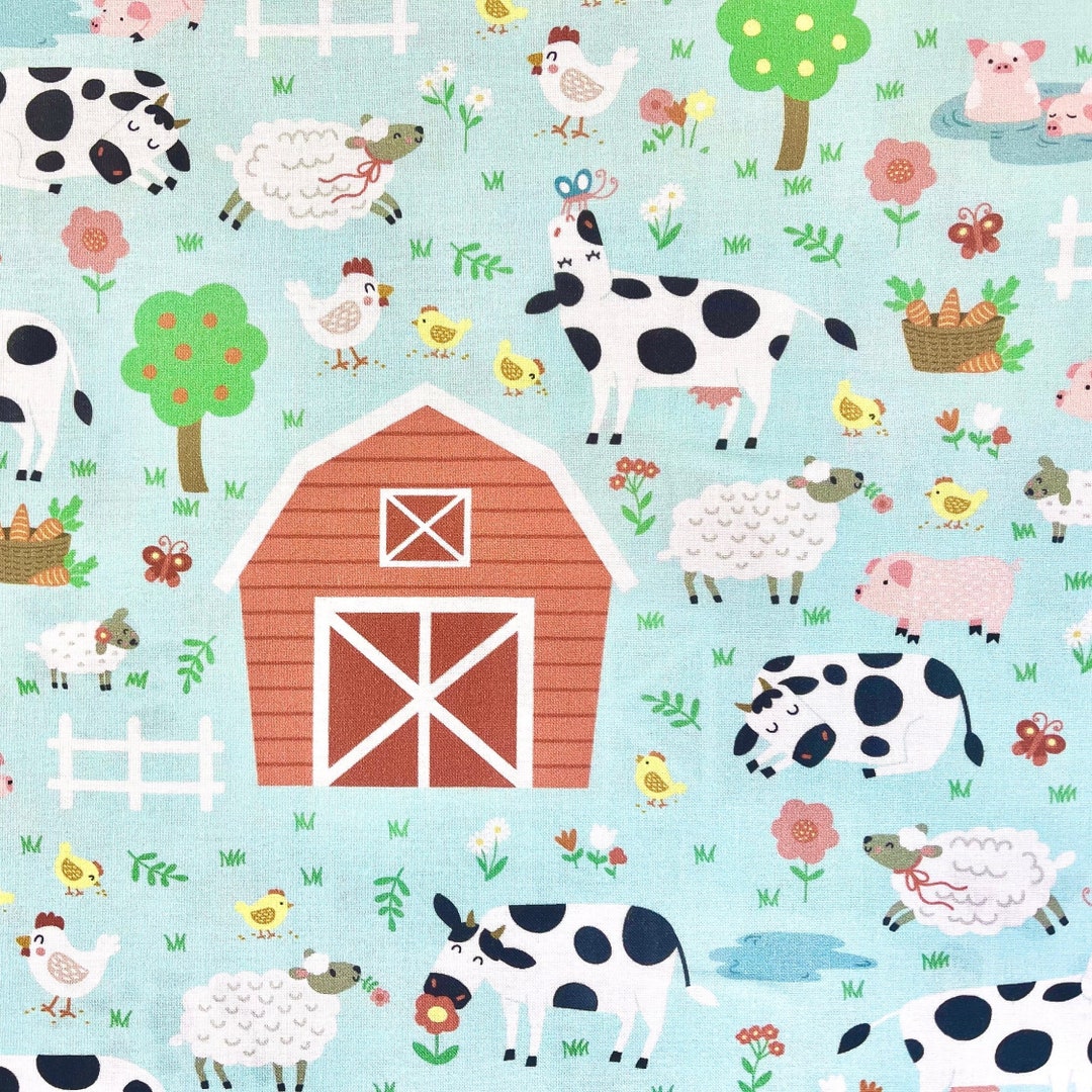 Robert Kaufman Cuddly Countryside Farm Fabric by the Yard 100% Premium ...