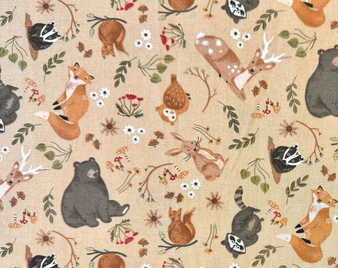 Cozy Forest Animals Fabric by the Yard 100% Premium Cotton by Elaine ...