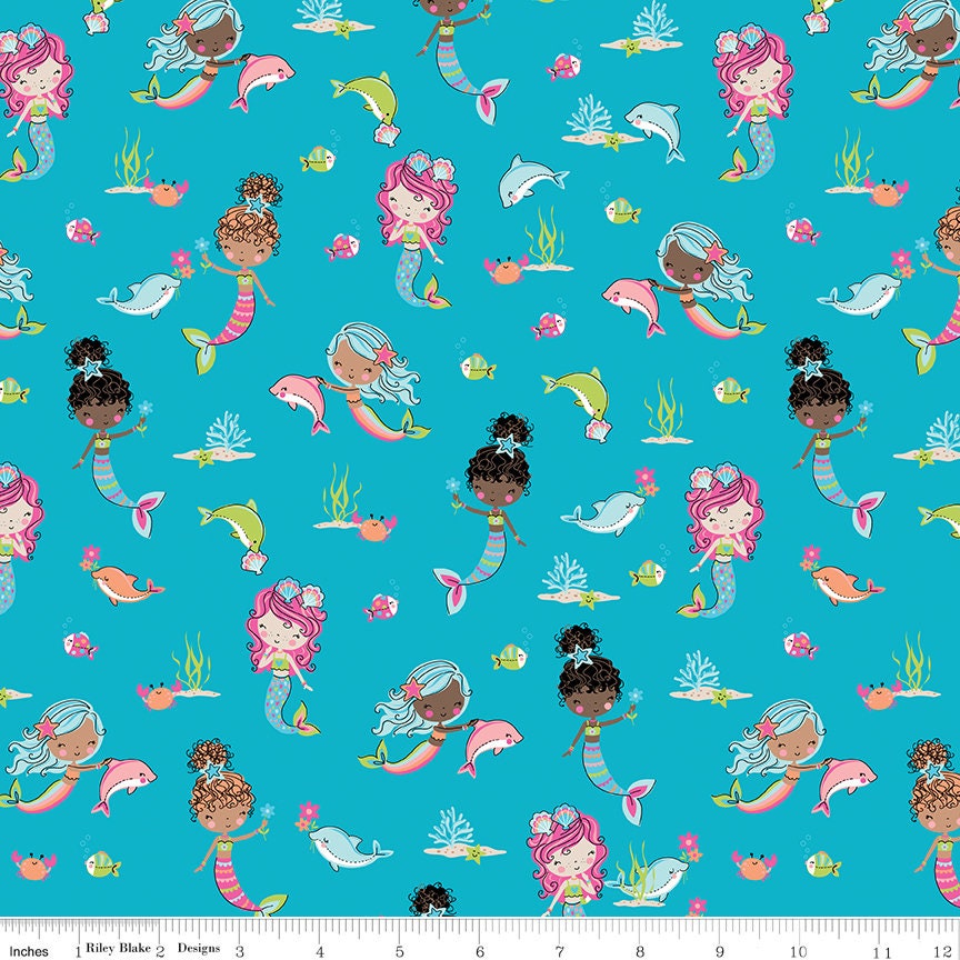 Mer-mazing Friends Mermaid Fabric Collection Riley Blake by the Yard ...