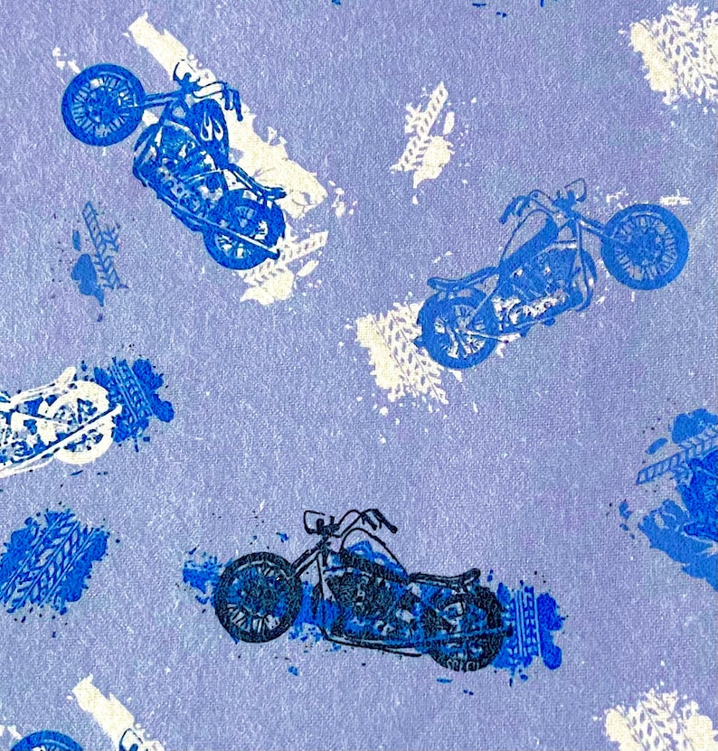 Motorcycle Flannel Fabric by the Yard or Half Yards Novelty Print ...