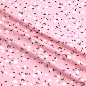 Delicate Floral Rib Knit Fabric by the Yard 56/58” Wide Stretch Ribbed ...