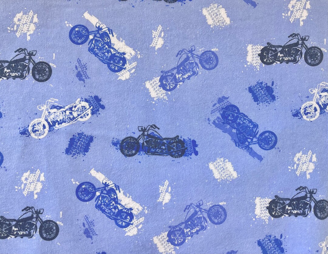 Motorcycle Flannel Fabric by the Yard or Half Yards Novelty Print ...
