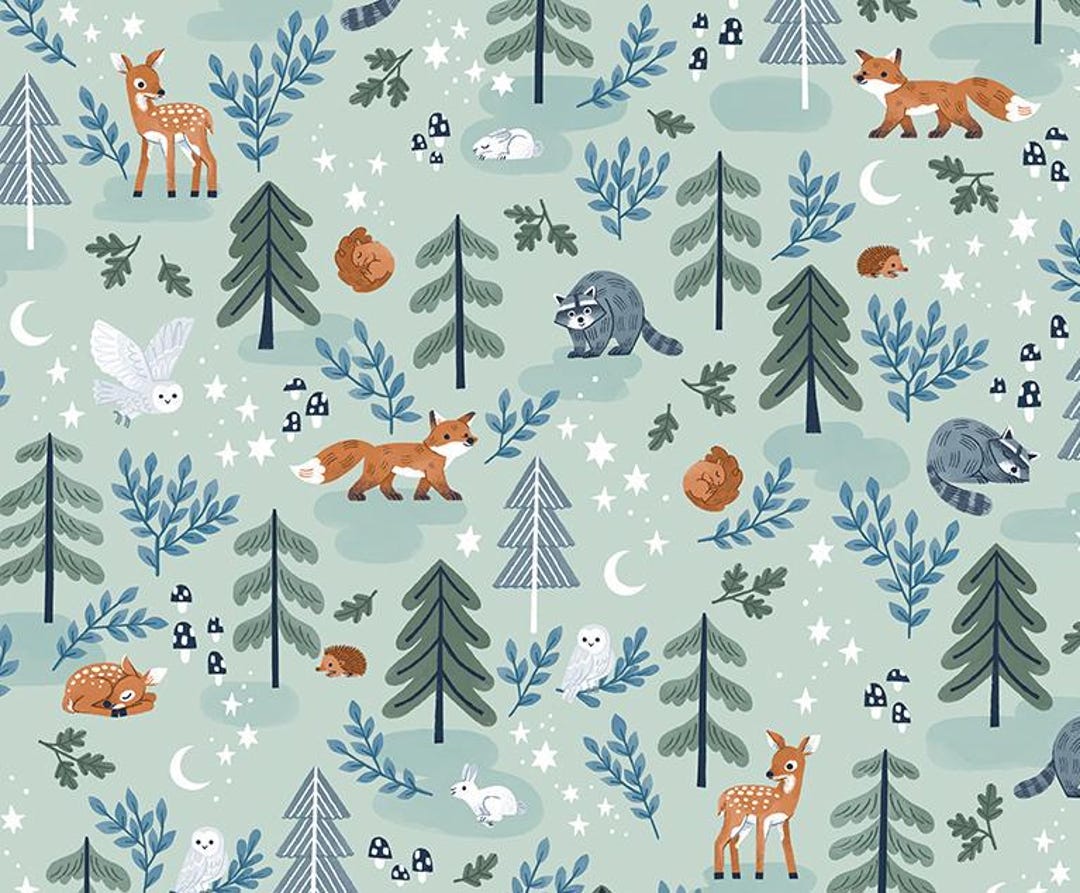Twilight Creatures Forest Animals Fabric by the Yard 100% Premium ...