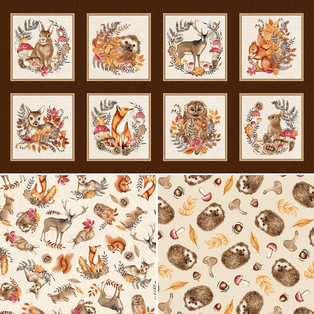 Foliage & Fur Coats Fabric Collection by the Yard 100% Premium Cotton by Studio E Harvest ...