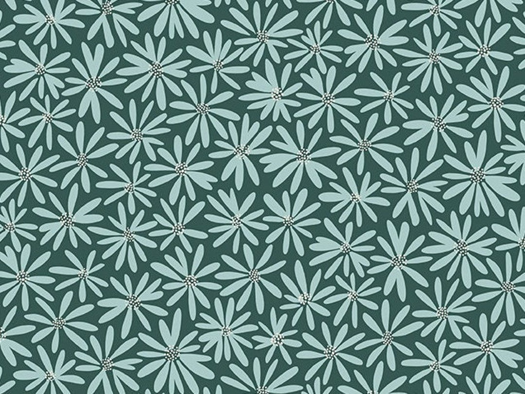 Packed Daisies on Jade Fabric by the Yard 100% Premium Cotton “fairy ...