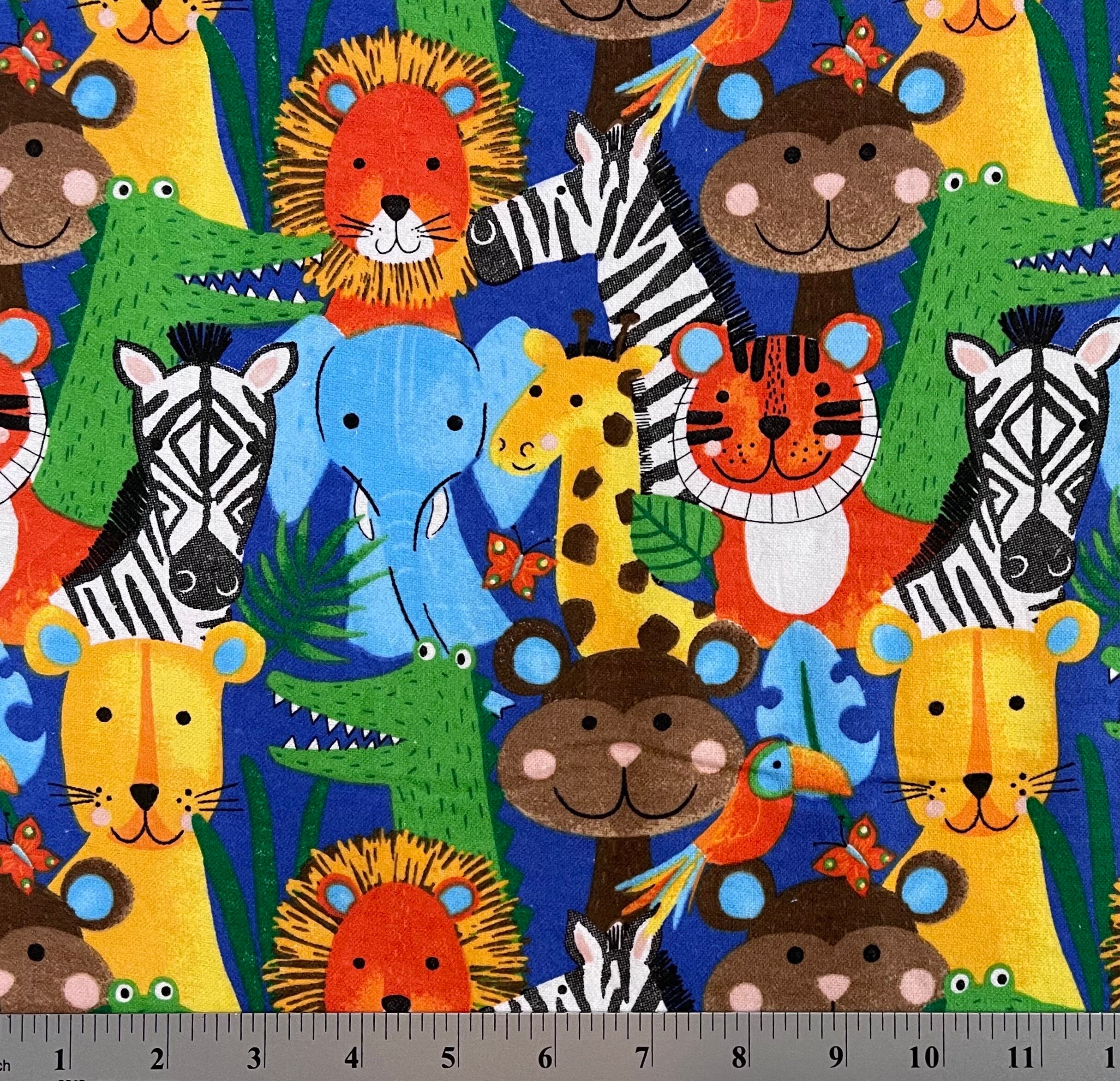 Safari Animals Flannel Fabric by the Yard or Half Yards 100% - Etsy