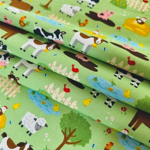 Animals on the Farm Fabric by the Yard 100% Cotton Farming Countryside ...