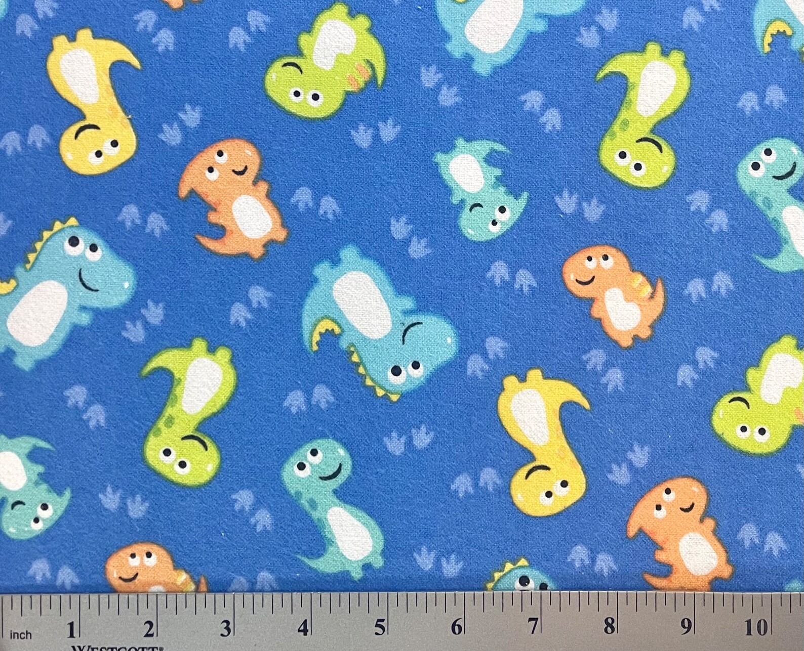 Baby Dinosaurs on Blue Flannel Fabric by the Yard 100% Cotton Dinos ...