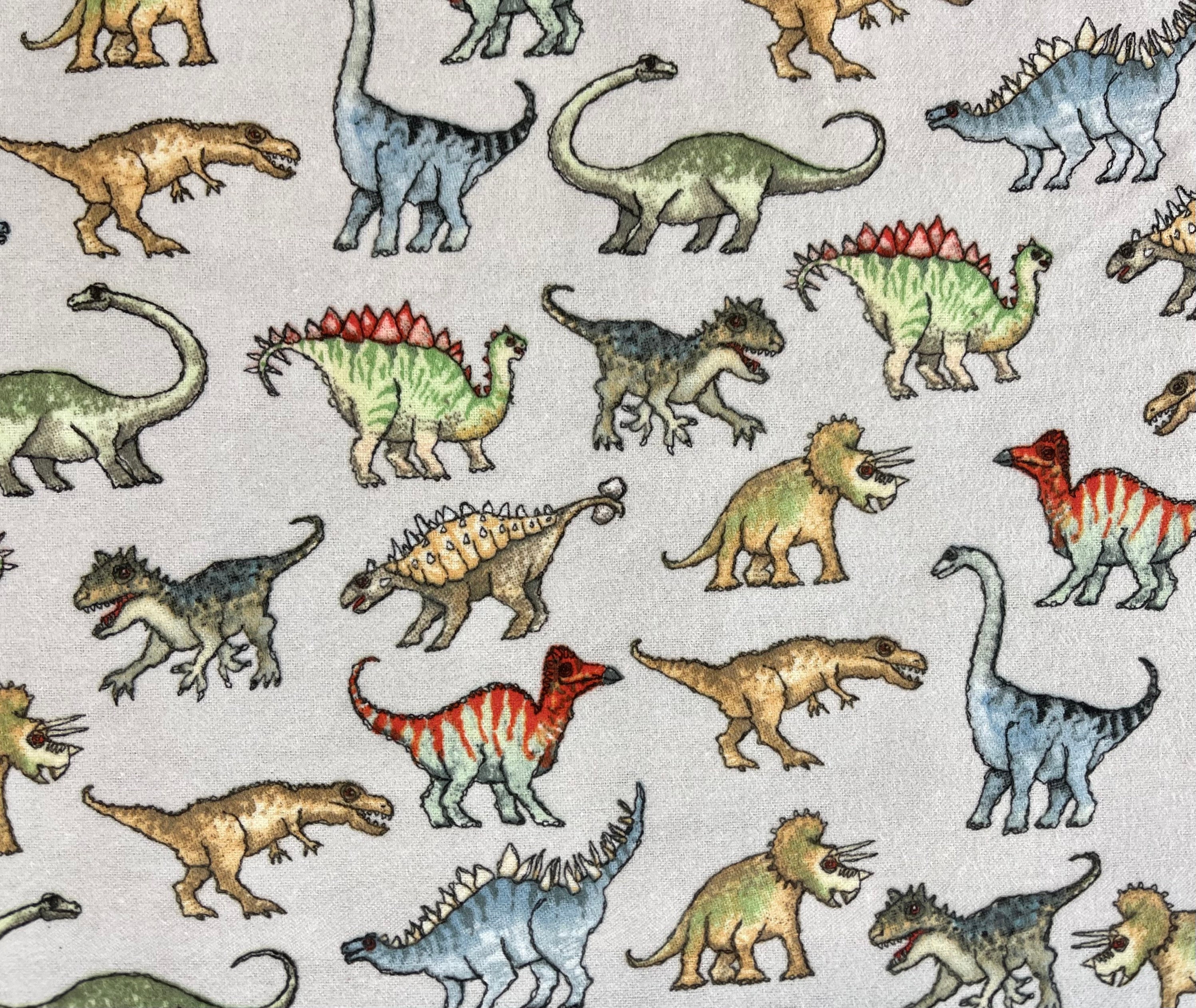 Colorful Dinosaurs Flannel Fabric By The Yard or Half Yards | Etsy