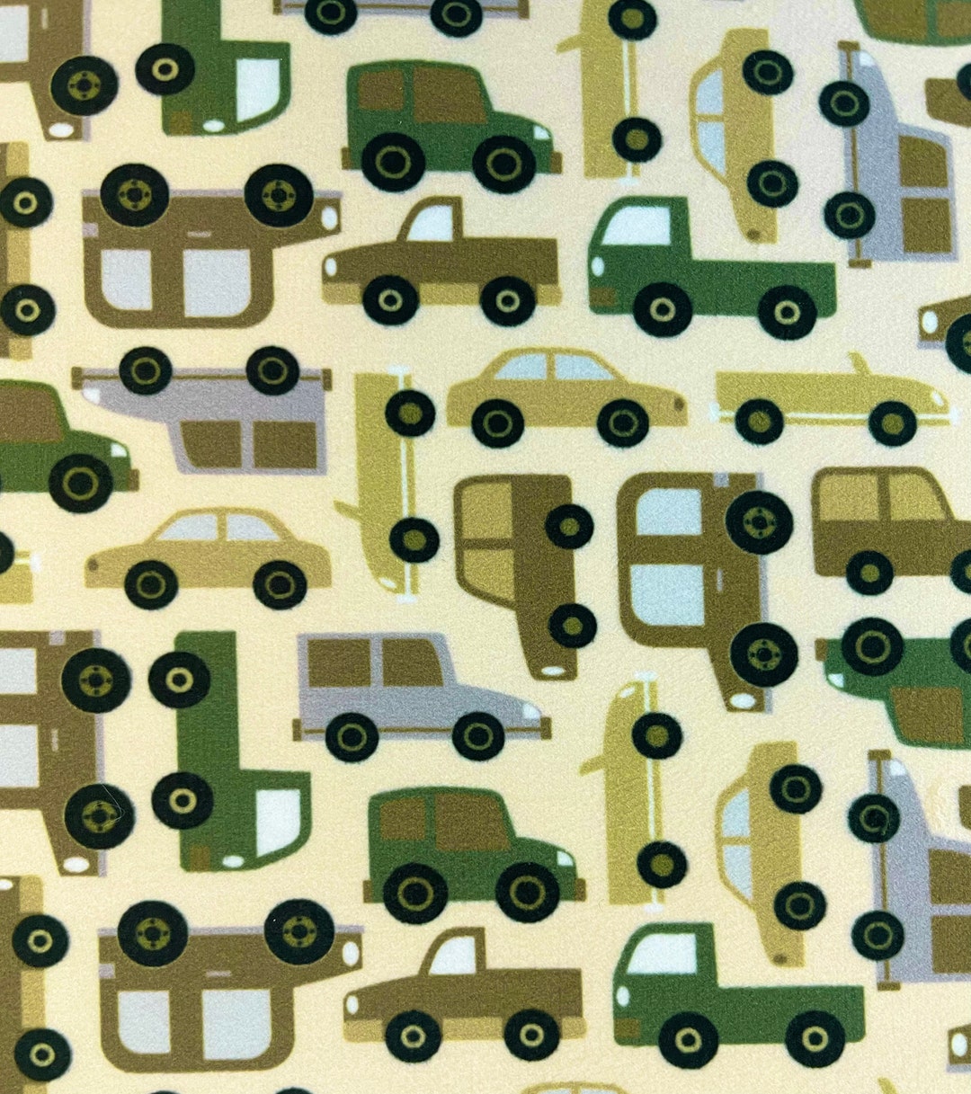 Traffic Jam Cars on Cream Minky Fabric by the Yard 58” Wide Single ...
