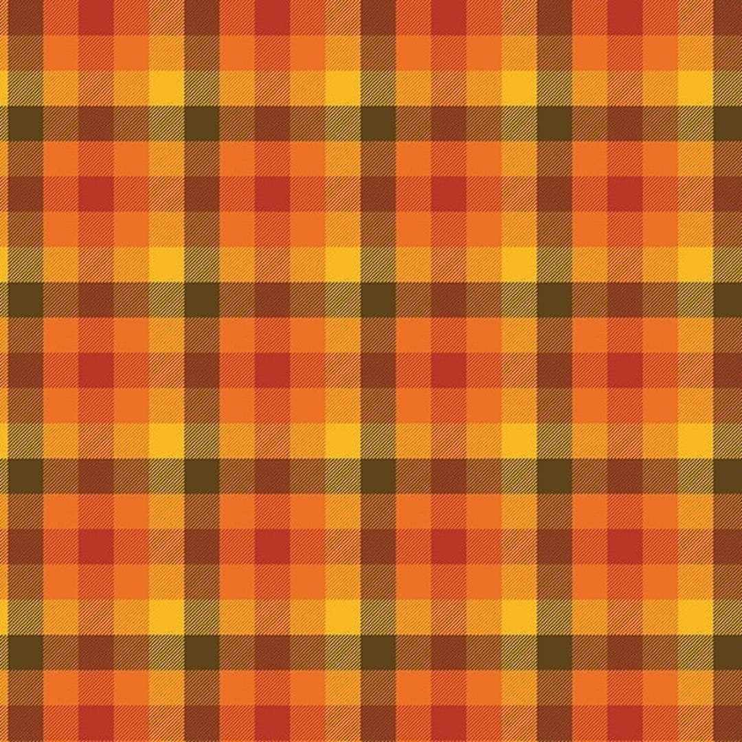 Fall’s in Town 5/8” Gingham Plaid Fabric by the Yard 100% Premium Cotton Thanksgiving Fall ...