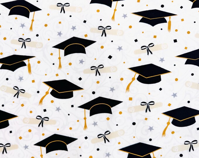 Congratulations Graduate Fabric by the Yard 100% Cotton Graduation Cap ...