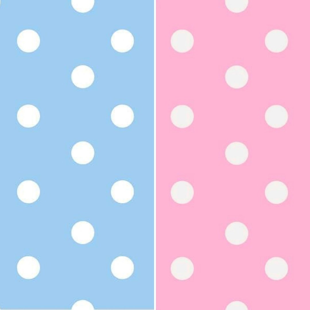 Polka Dots on Pink or Blue Flannel Fabric by the Yard 100% Cotton White ...