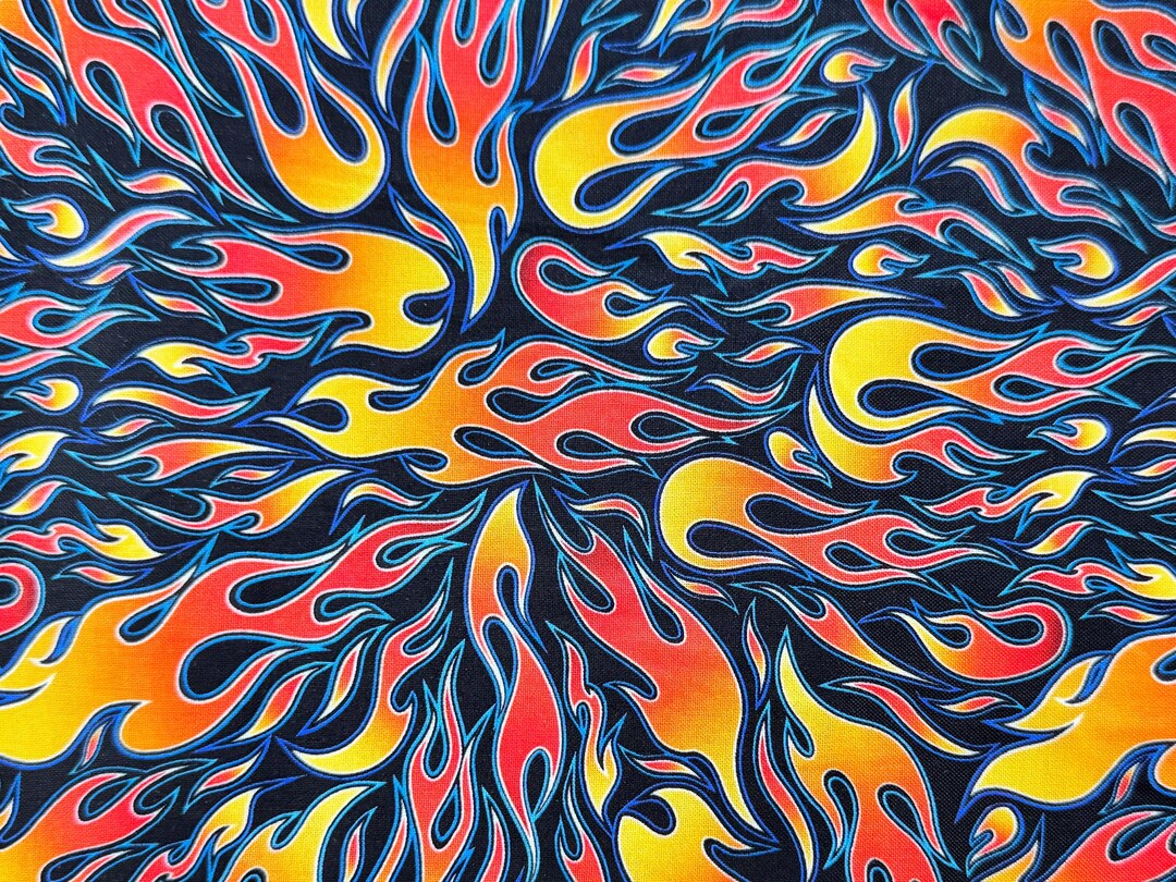 Stylized Flames Fabric by the Yard 100% Cotton by Timeless Treasures ...