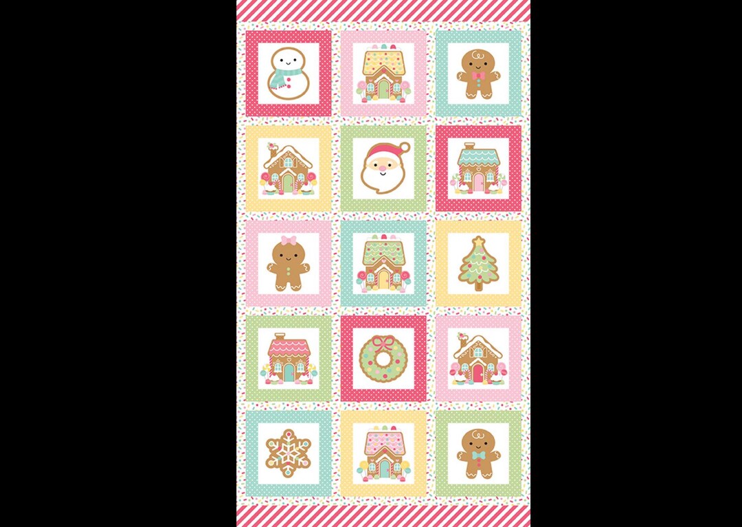 Gingerbread Kisses 24” Friends Panel Fabric 100% Cotton by Doodlebug ...