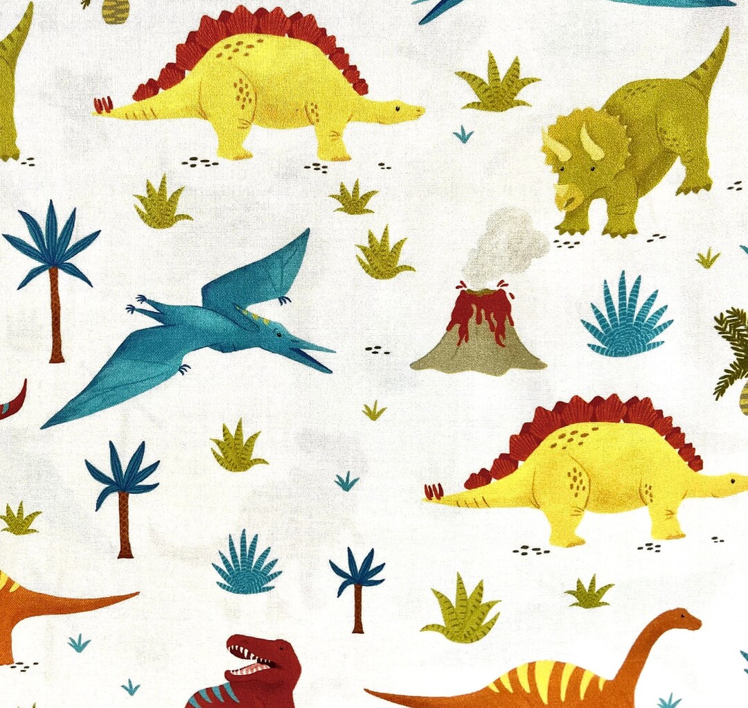 Robert Kaufman “prehistoric Adventure” Dinosaur Fabric by the Yard 100% ...