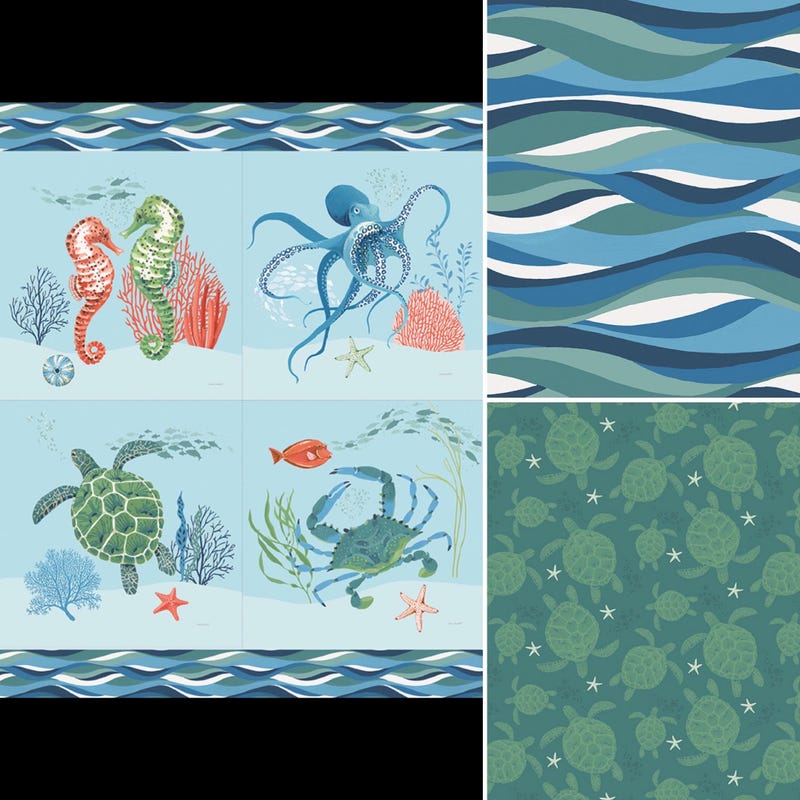 Sea Life Fabric Panel - Etsy