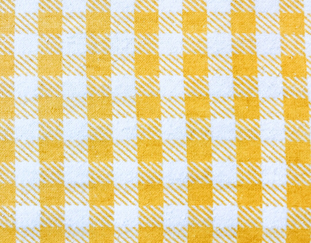 Gold & White 1/2 Gingham Flannel Fabric by the Yard 100% Cotton ...
