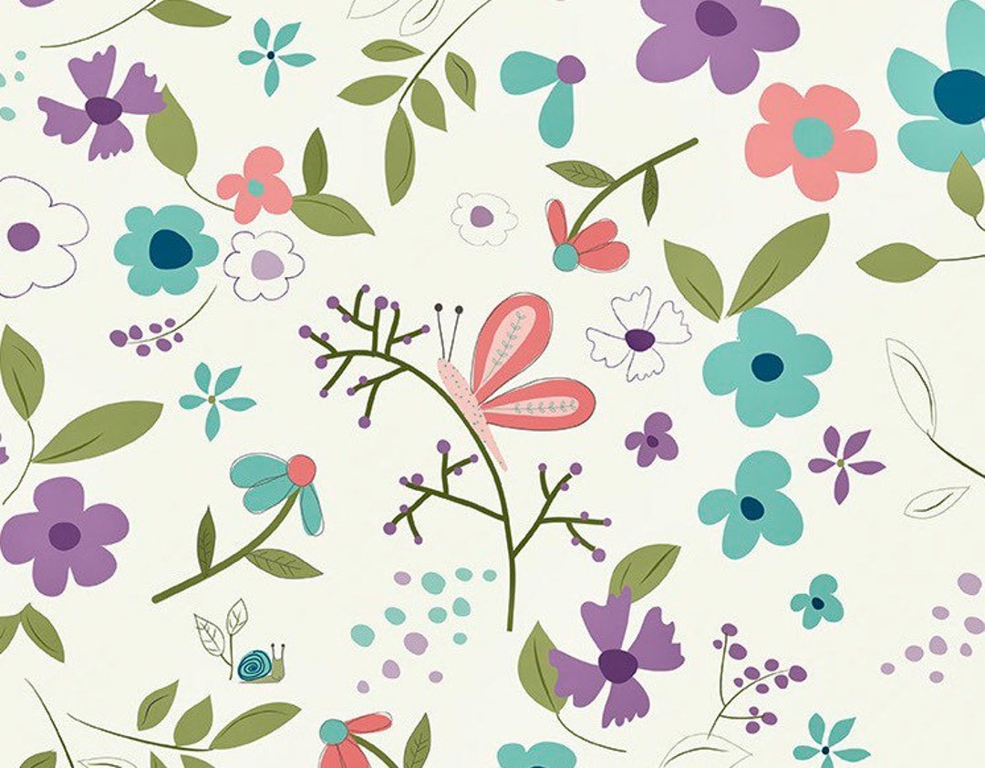 Hello Spring Floral Fabric by the Yard 100% Premium Cotton - Etsy