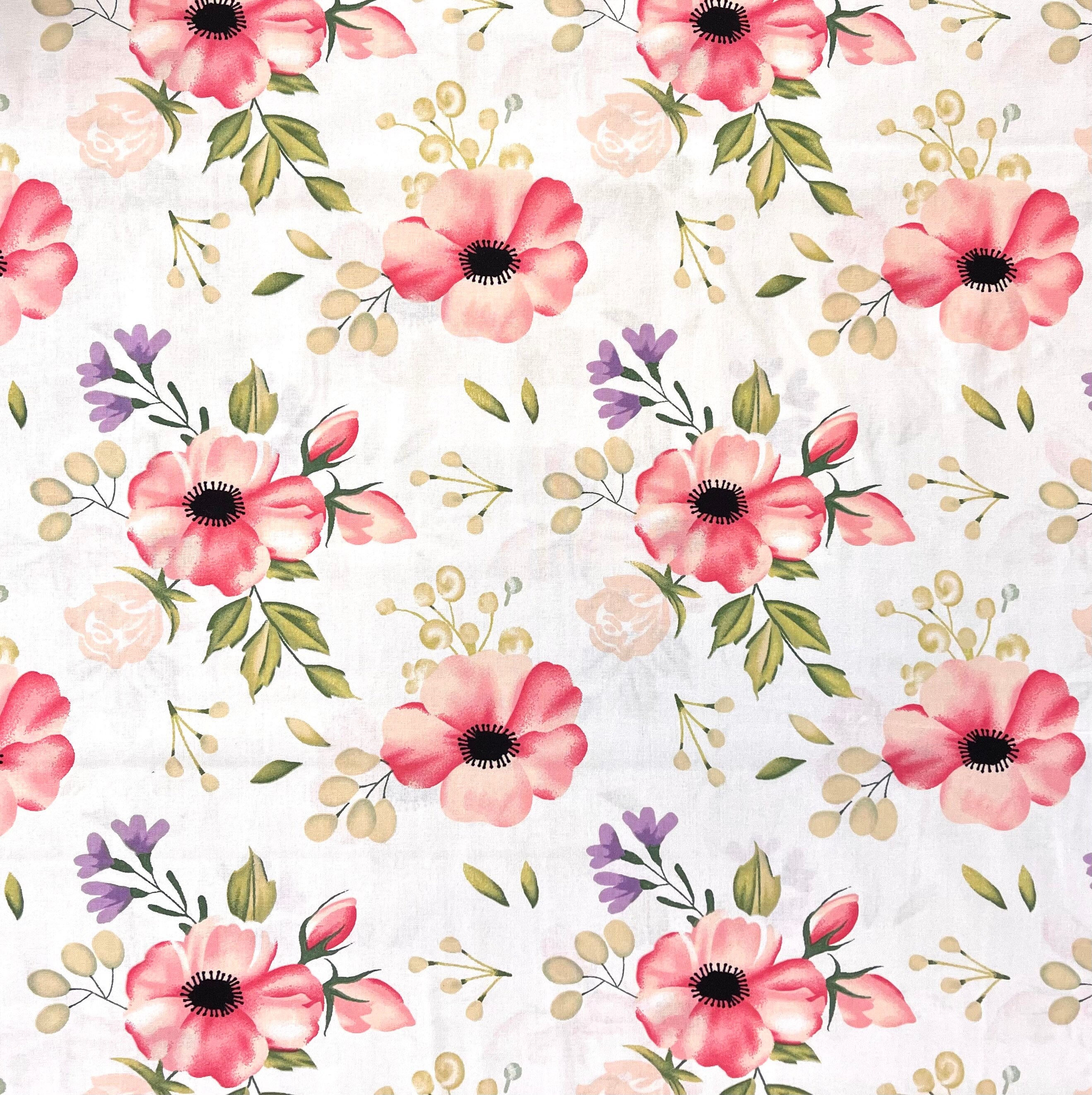 Spring Sweet Large Floral Fabric by the Yard 100% Cotton Baby - Etsy