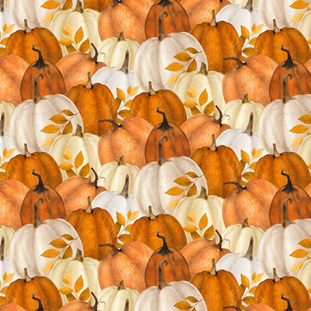 Packed Pumpkins Fabric by the Yard 100% Premium Cotton Thanksgiving ...