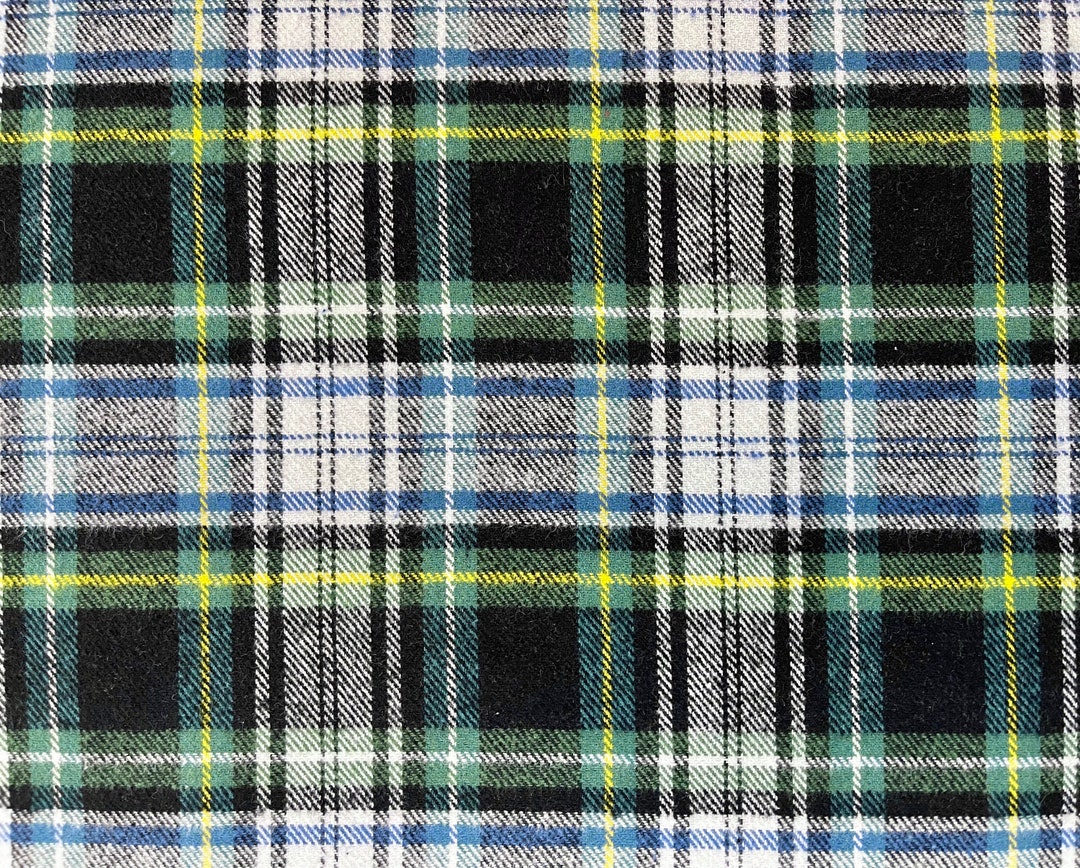 Eddie Bauer Black Green & Yellow Tartan Plaid Woven Flannel Fabric by ...