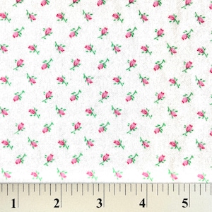 Pink Rosebud Flannel Fabric by the Yard or Half Yards 100% Cotton ...