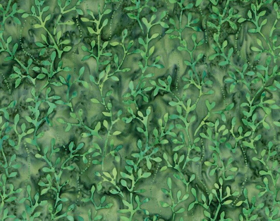 Expressions Batik Vines on Green Fabric by the Yard 100% Cotton Poplin ...