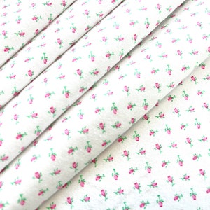 Pink Rosebud Flannel Fabric by the Yard or Half Yards 100% Cotton ...