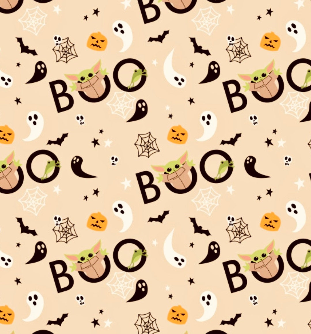 Baby Yoda Boo Halloween Fabric by the Yard or Half Yards 100% Cotton ...