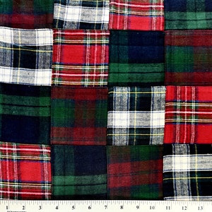 Patchwork Tartan Plaid Flannel Fabric by the Yard 100% Cotton 56 Wide ...