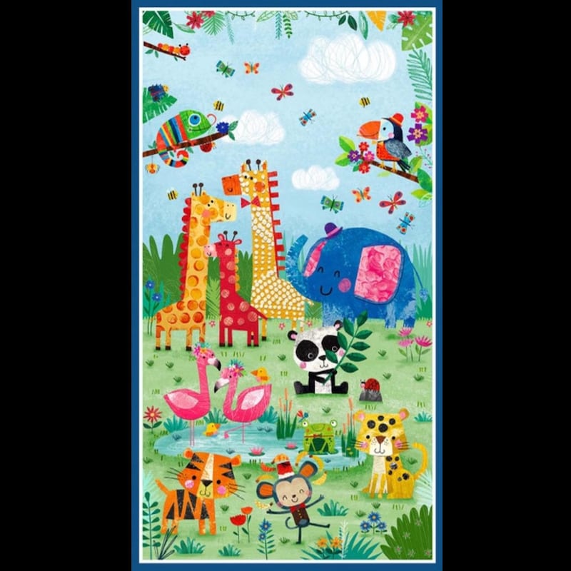 Zoo Animal Panel Fabric - Etsy