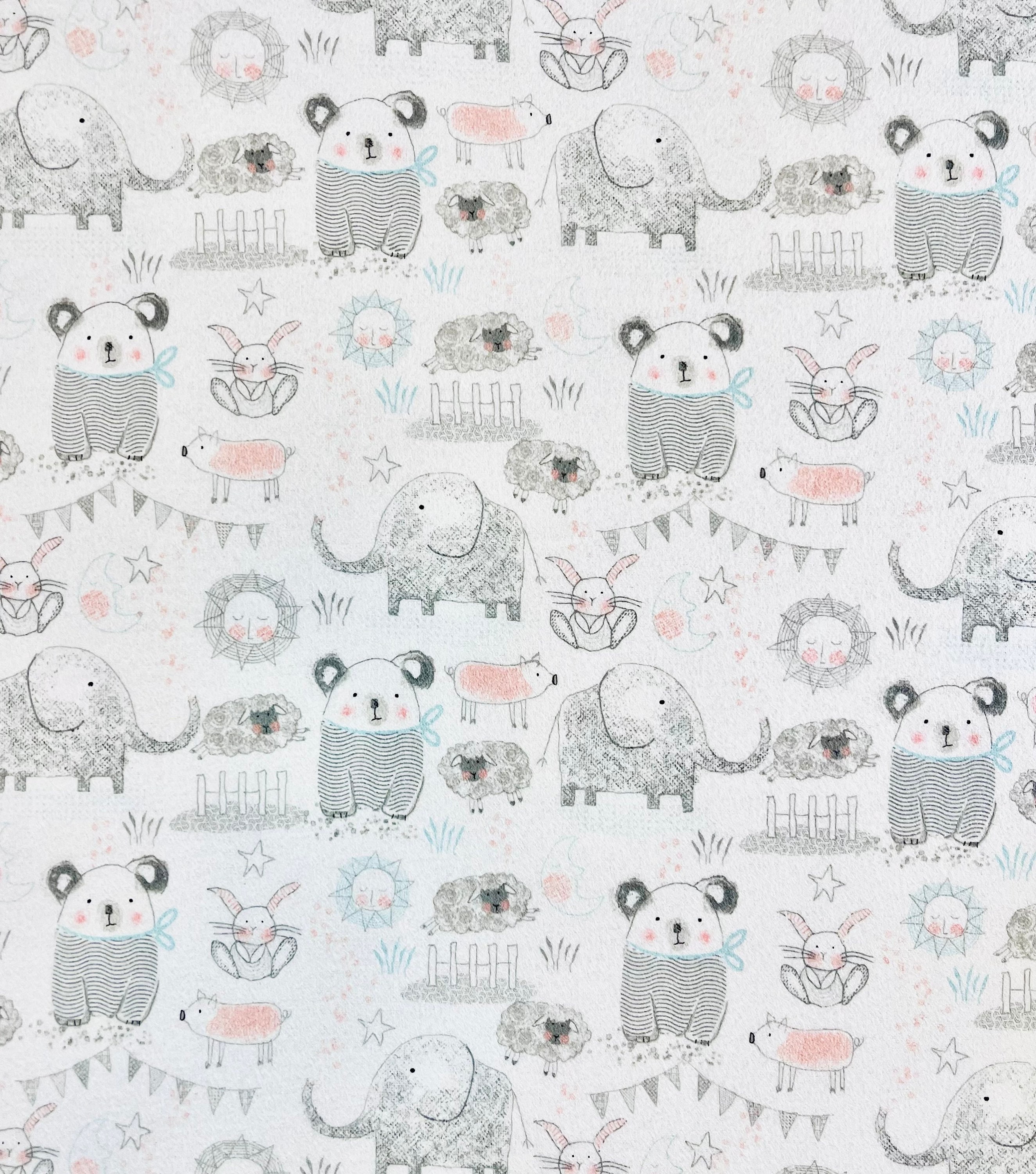 Baby Animals Flannel Fabric by the Yard 100% Cotton Safari - Etsy