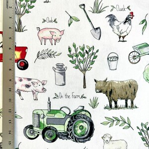 On the Farm 45” Canvas Fabric by the Yard 100% Cotton Large Print Duck ...