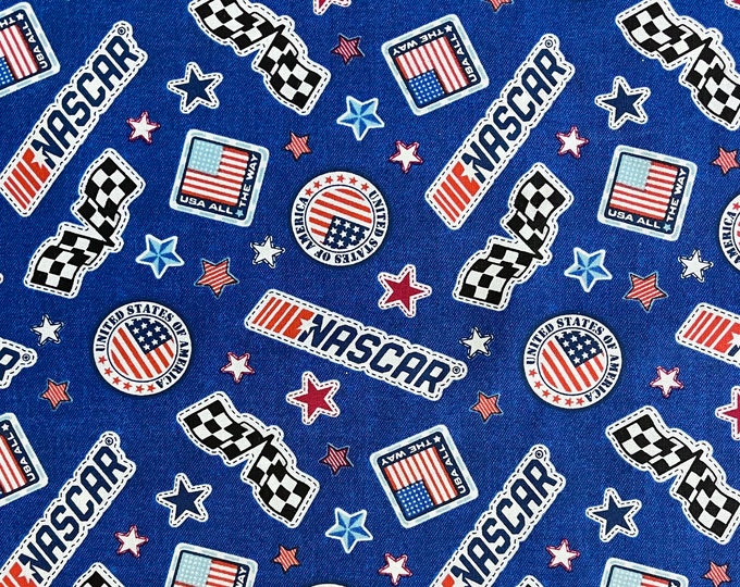 Nascar Logo Badges Fabric by the Yard or Half Yards 100% Quilters ...