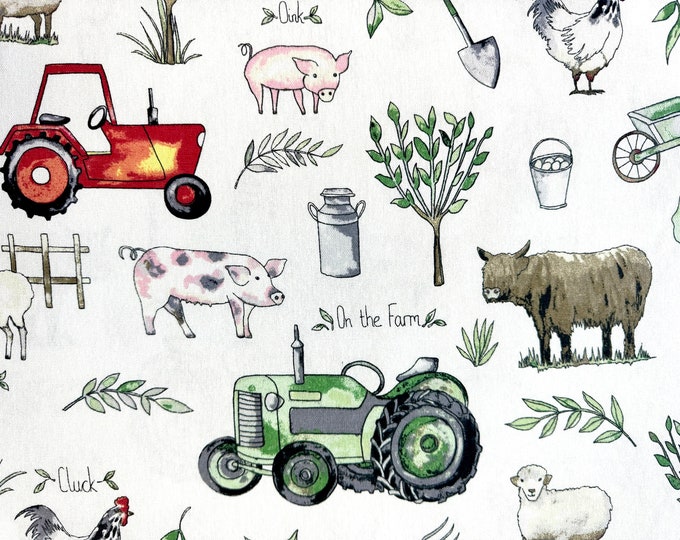 On the Farm 45” Canvas Fabric by the Yard 100% Cotton Large Print Duck ...