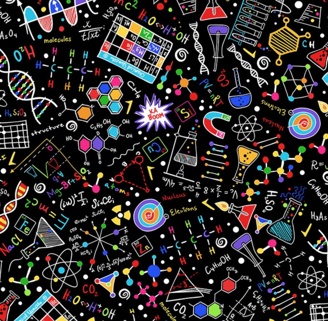 Math and Science Doodle Fabric by the Yard or Half Yards 100% - Etsy