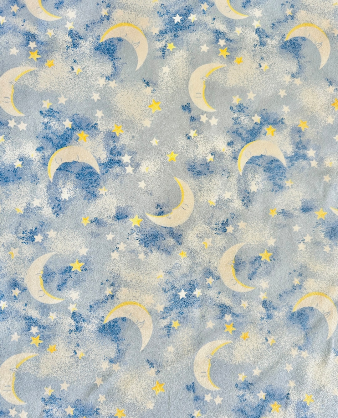 Moon and Stars Flannel Fabric by the Yard 100% Cotton by Fabric ...