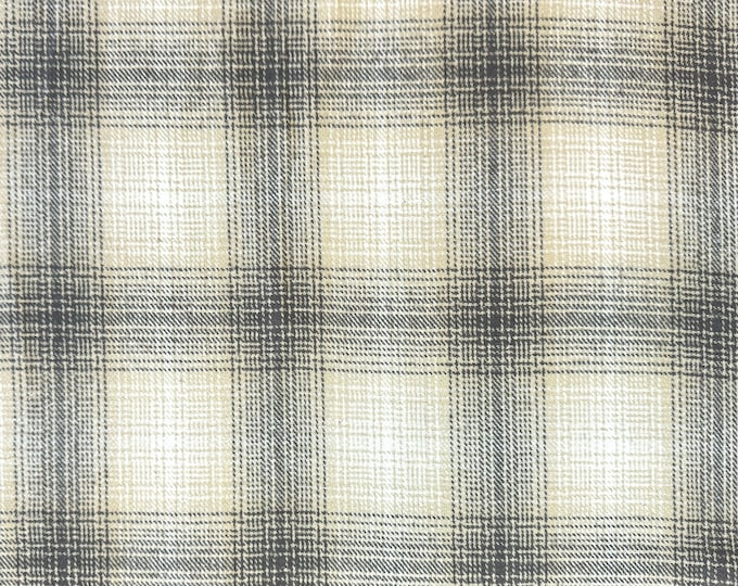 Gray Tan and Cream Woven Plaid Flannel Fabric by the Yard 100% Brushed ...