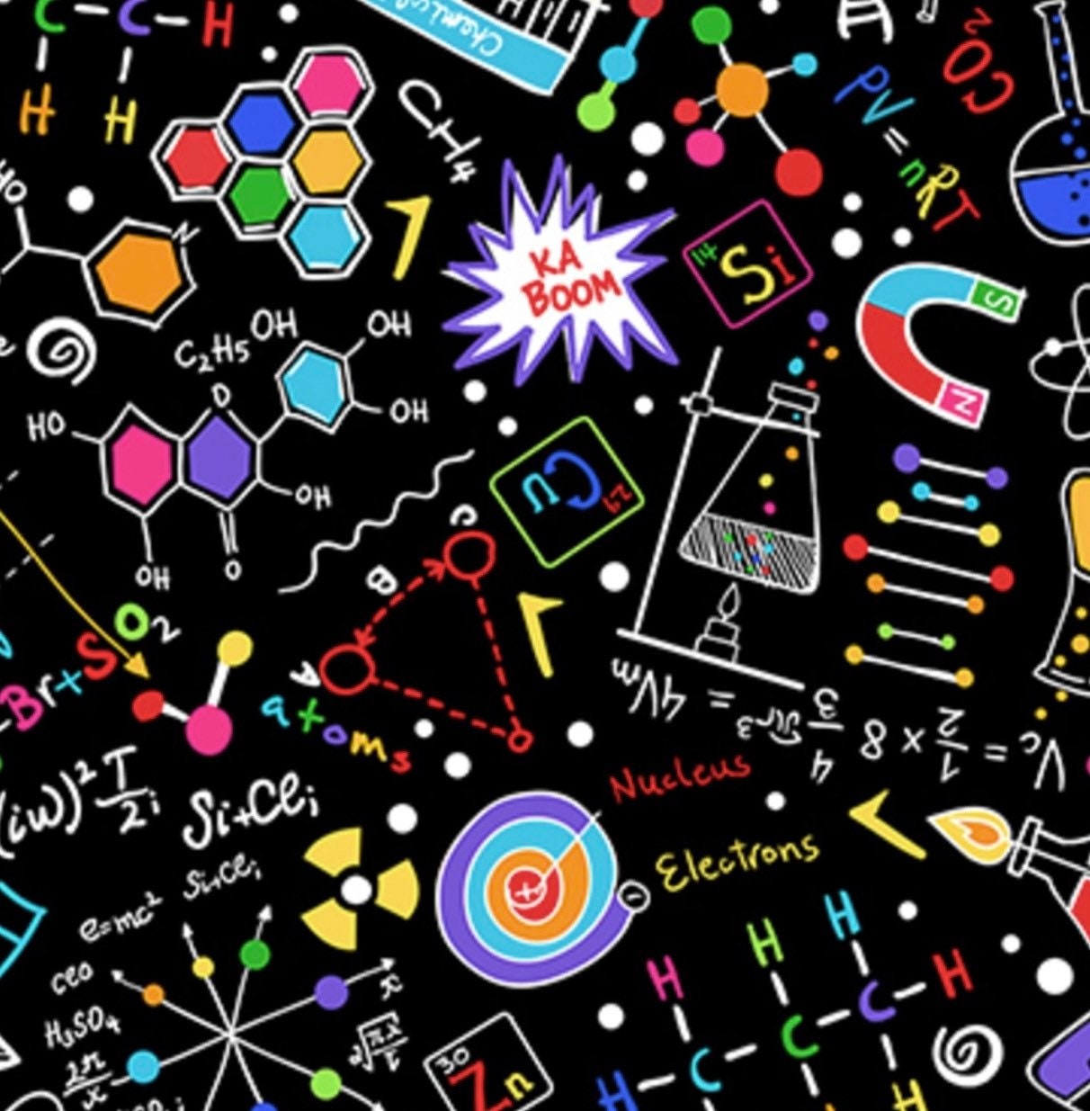 Math and Science Doodle Fabric by the Yard or Half Yards 100% - Etsy
