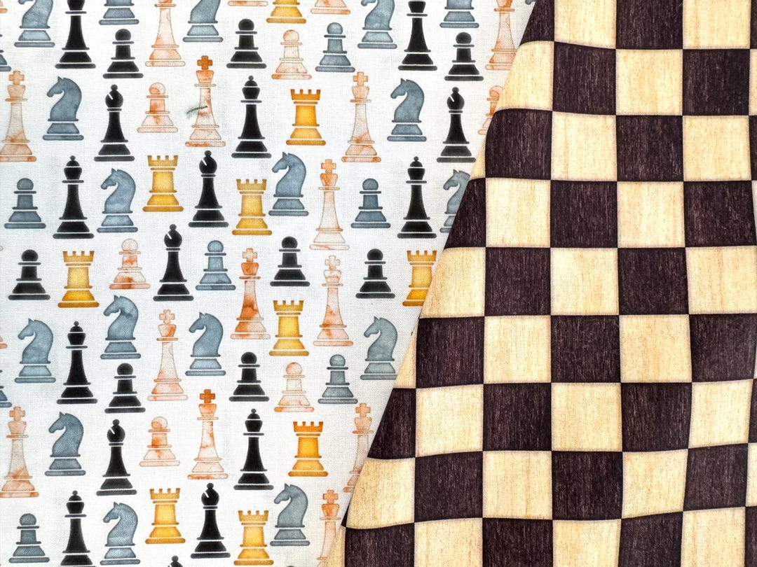 Checkmate Chess Fabric by the Yard 100% Premium Cotton by Kate Ward ...