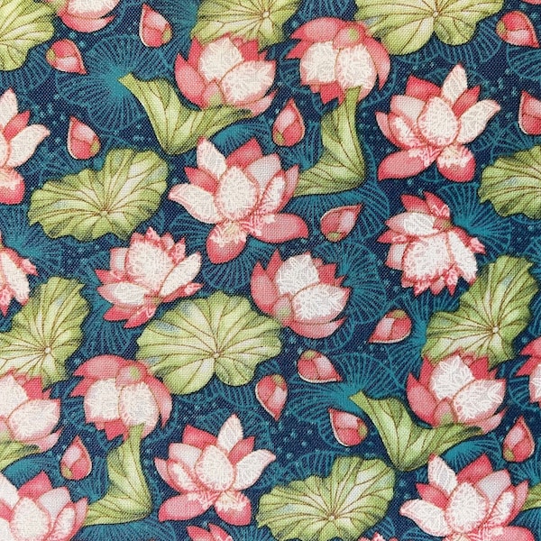 Lotus Print Fabric - Etsy