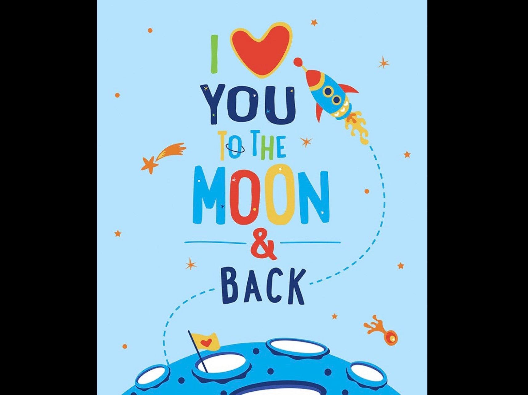 I Love You to the Moon and Back 36” Flannel Panel Fabric 100% Cotton ...