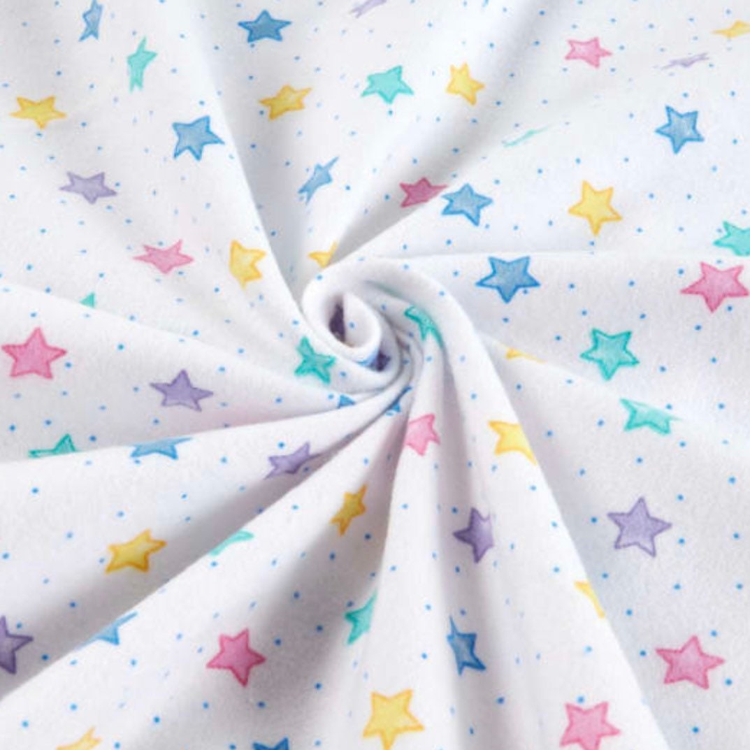 Pastel Stars on White Flannel Fabric by the Yard or Half Yards - Etsy
