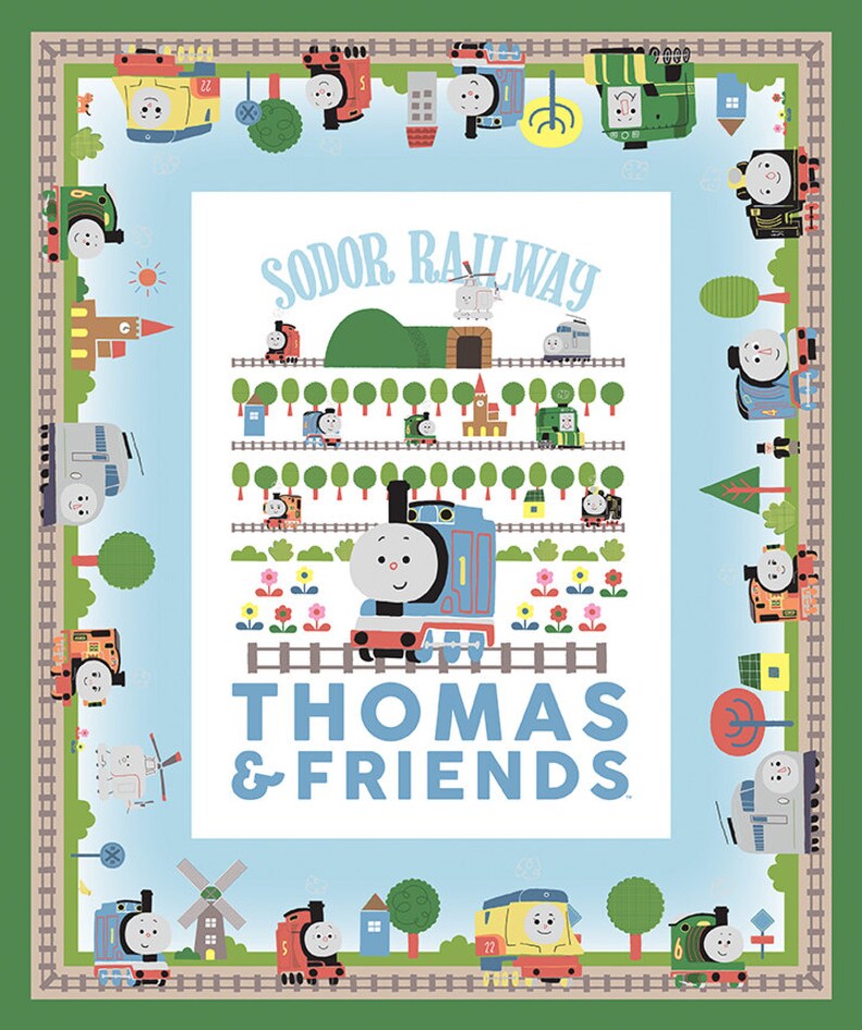 Thomas & Friends Sodor Railway Collection Fabric by the Yard 100% ...
